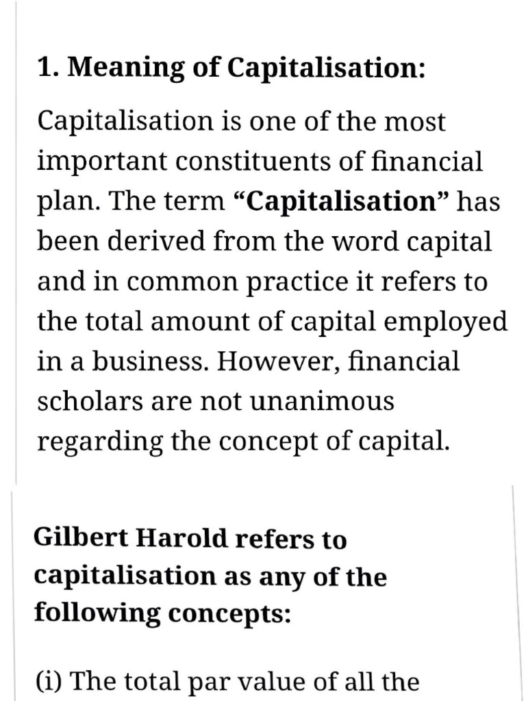 Meaning of Capitalisation | PDF