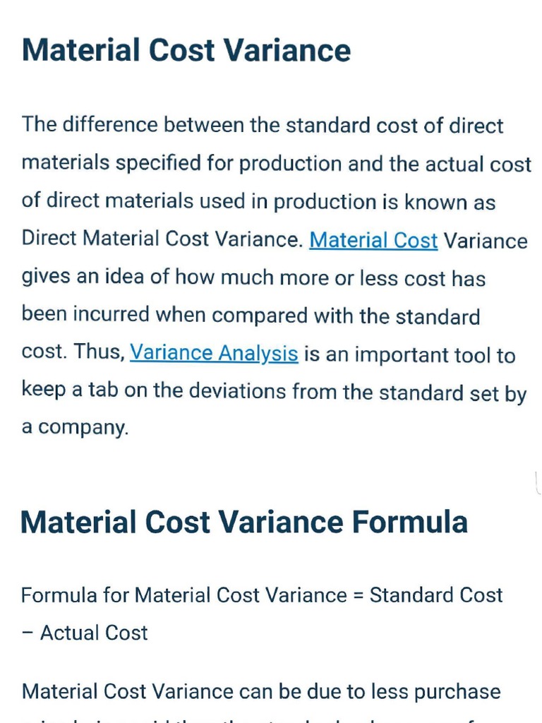 Material Cost Variance Vijay Hooda | PDF | Variance | Prices
