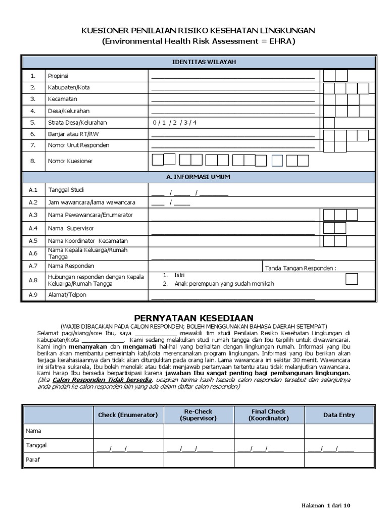 Kuesioner Studi EHRA | PDF