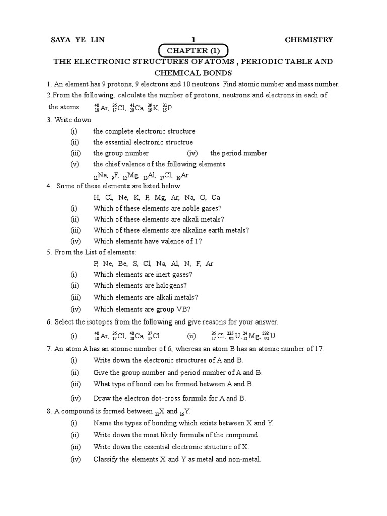 Atomic Structure and Chemical Bonds Guide | PDF | Ionic Bonding | Ion