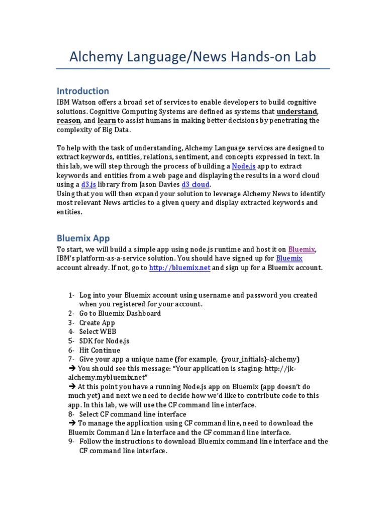 Alchemy Language/News Hands-On Lab: Reason, and Learn To Assist Humans ...