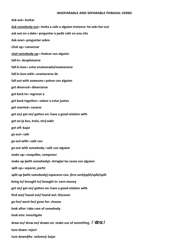 A Comprehensive Guide to Separable and Inseparable Phrasal Verbs with ...