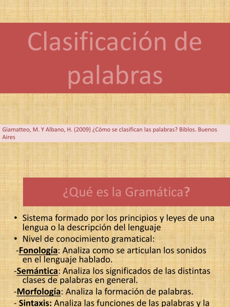 Clasificación de Palabras | PDF | Verbo | Palabra