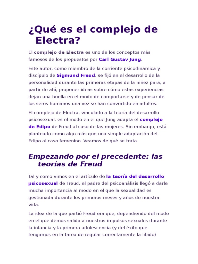 Complejo de Electra | PDF | Complejo de Edipo | Sigmund Freud
