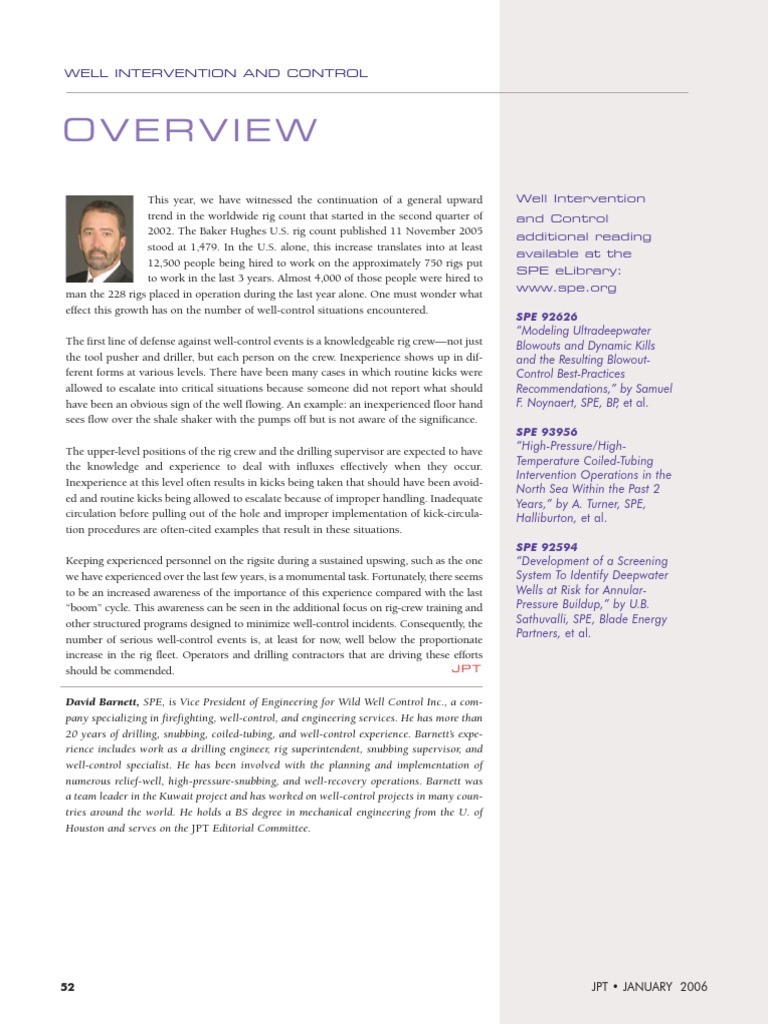 Well Intervention and Control Additional Reading Available at The Spe ...