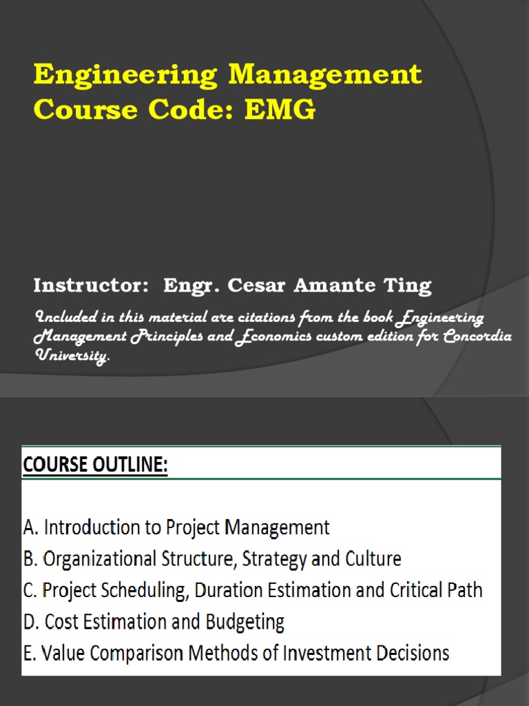 Engineering Management Project Fundamentals | PDF | Internal Rate Of ...