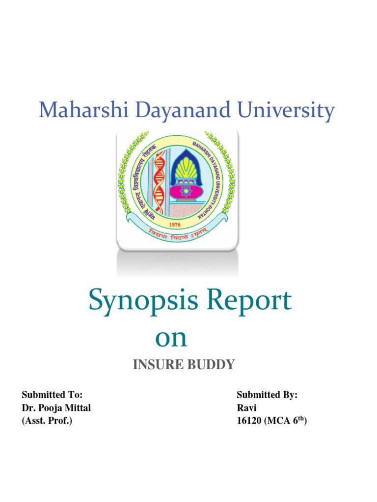 Maharshi Dayanand University: Synopsis Report On | PDF | Insurance ...
