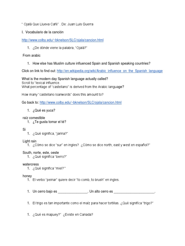 Ojalá Que Llueva Café | PDF | República Dominicana | Idiomas