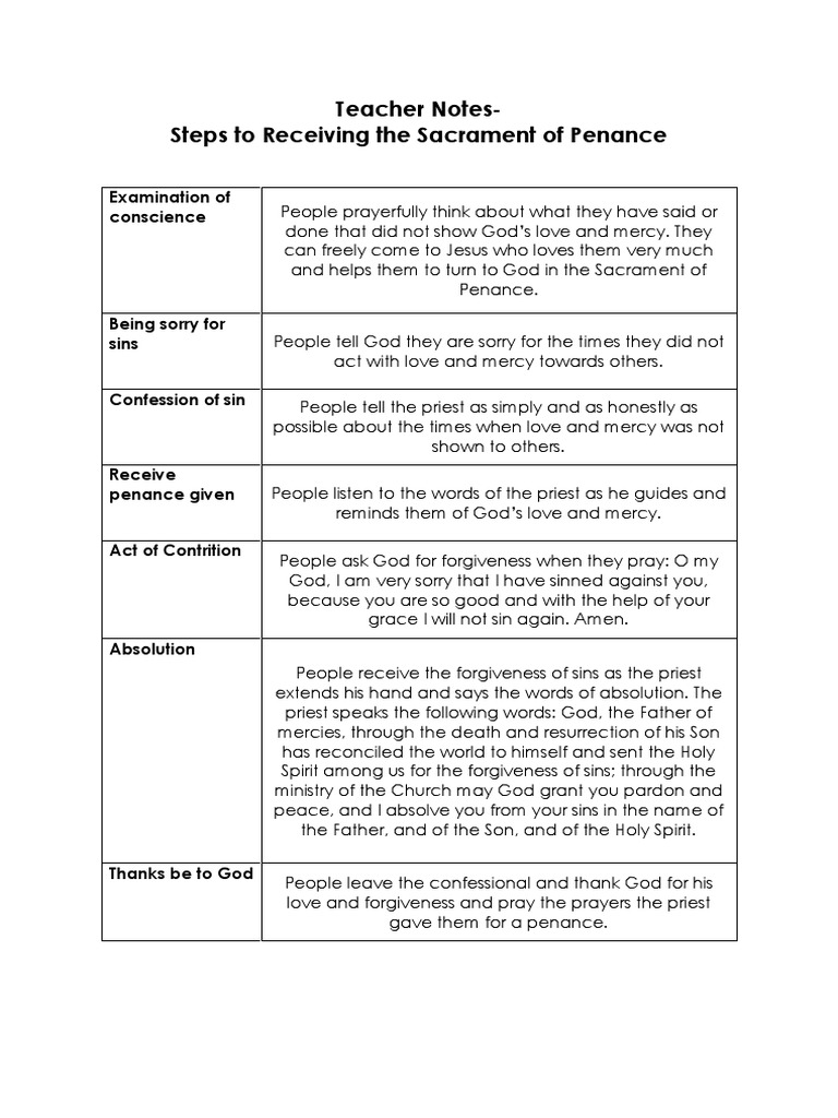 Teacher Notes - Steps of Penance | PDF | Systematic Theology ...