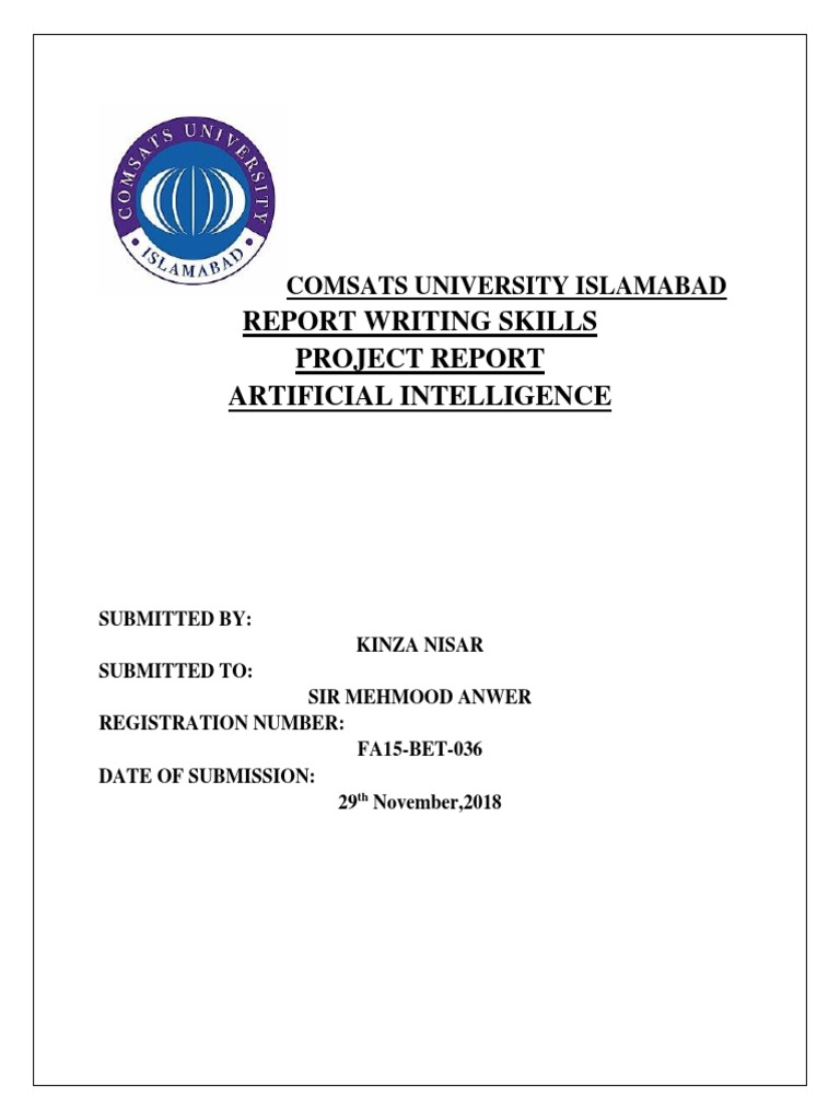 Report Writing Skills Project Report Artificial Intelligence | PDF ...