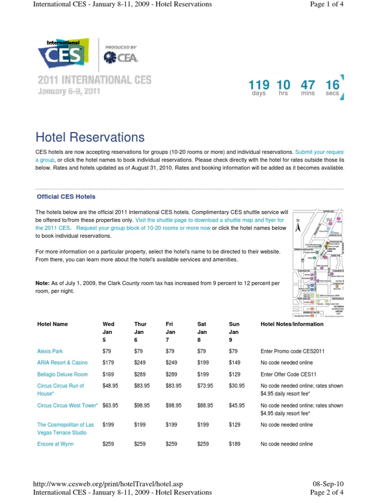 Hotel Reservations: Official CES Hotels | PDF | Las Vegas Strip ...