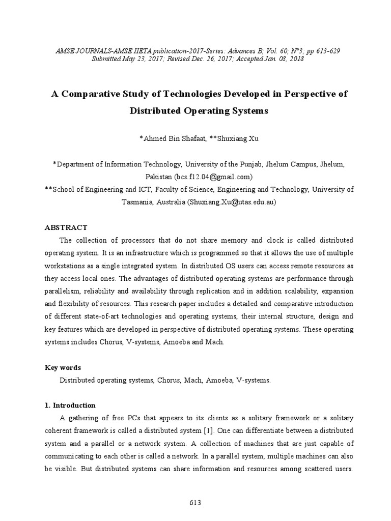 A Comparative Study of Technologies Developed in Perspective of Distributed Operating Systems ...
