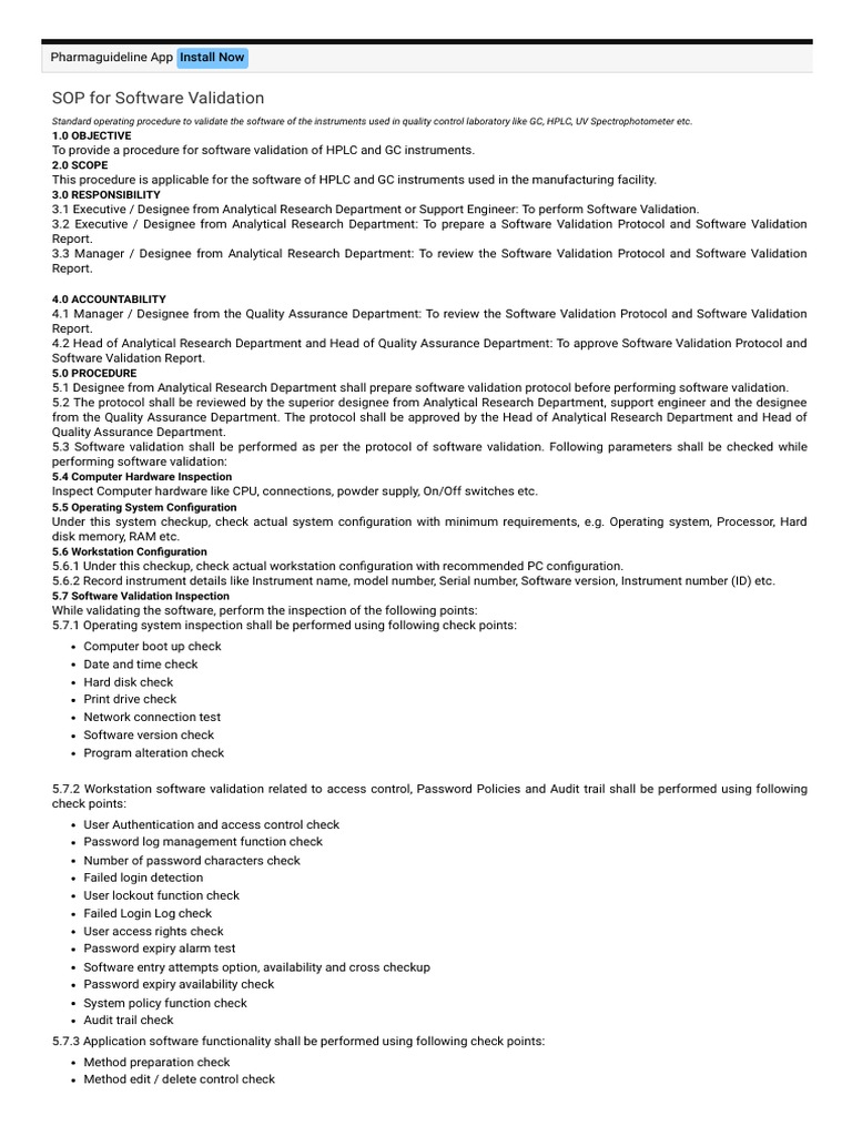 SOP for Software Validation _ Pharmaceutical Guidelines205914 | Access ...
