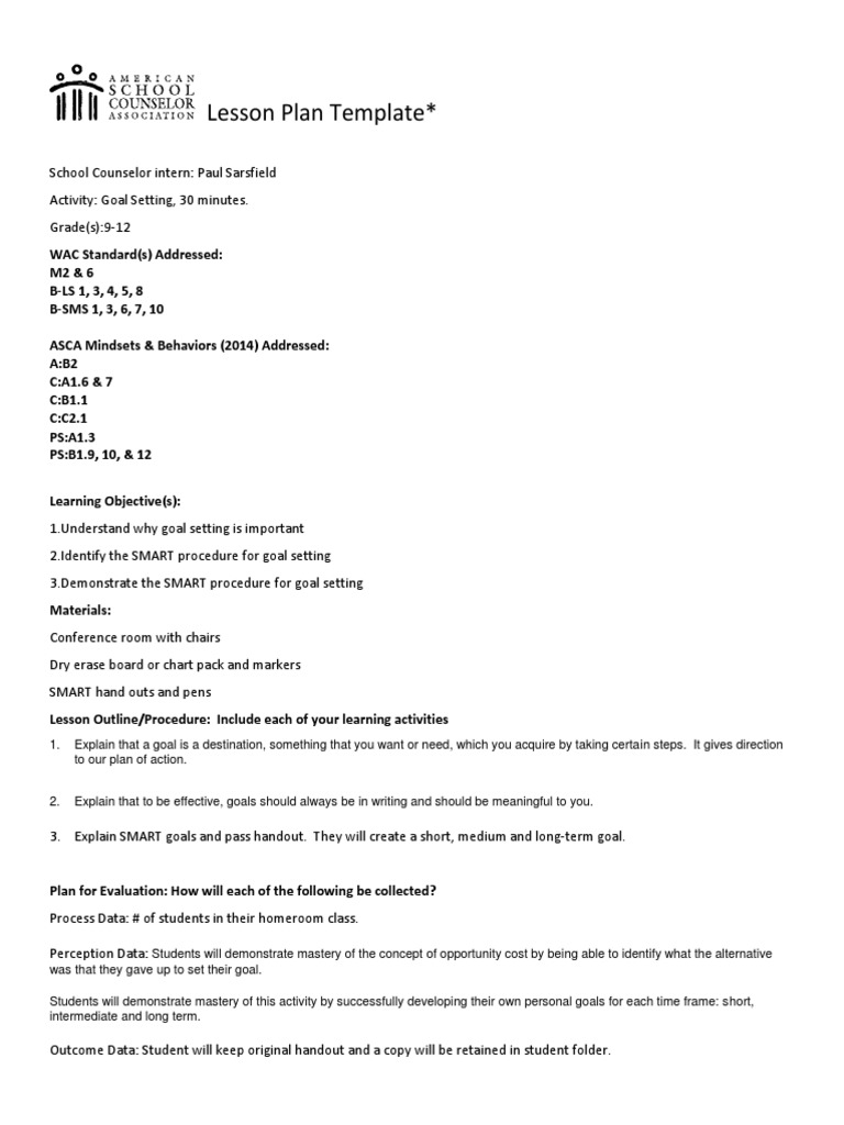 SMART Goals Lesson Plan | PDF