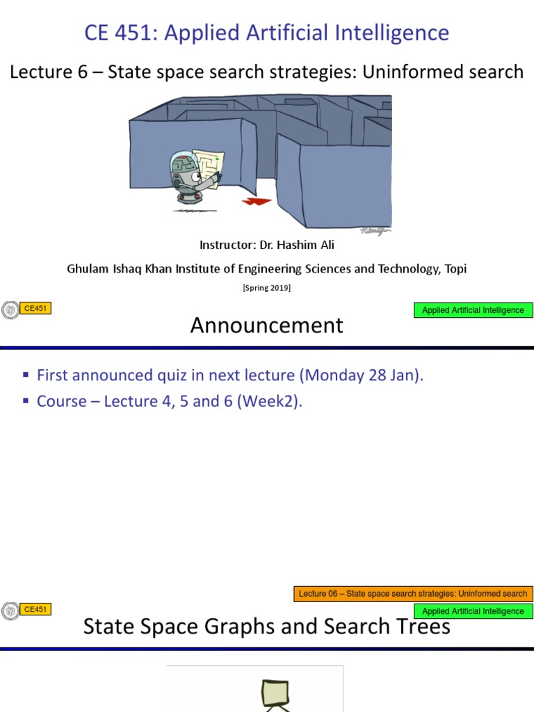 Lecture 6 State Space Search Uninformed Search Pdf Algorithms Combinatorics
