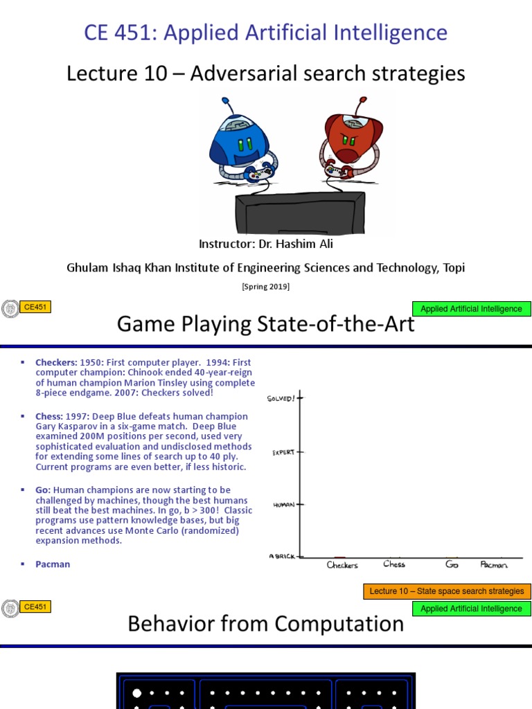Lecture 10 - State Space Search - Adversarial Search Strategies ...