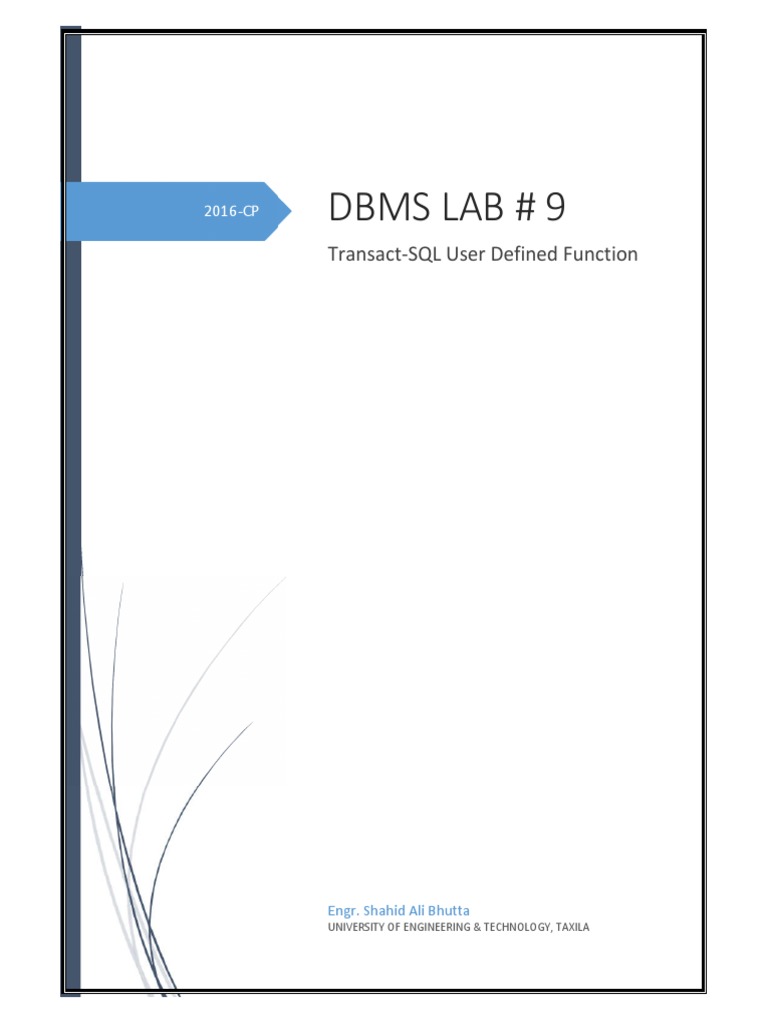 DBMS Lab # 9 Functions | PDF | Parameter (Computer Programming) | Subroutine