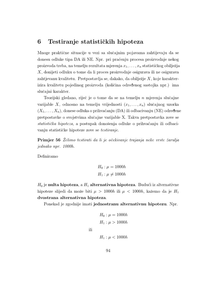 Testiranje Hipoteze | PDF