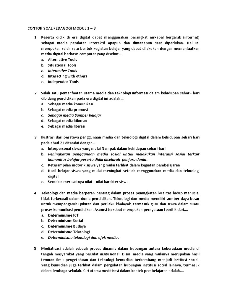 Contoh Soal Pedagogi Modul 1 | PDF
