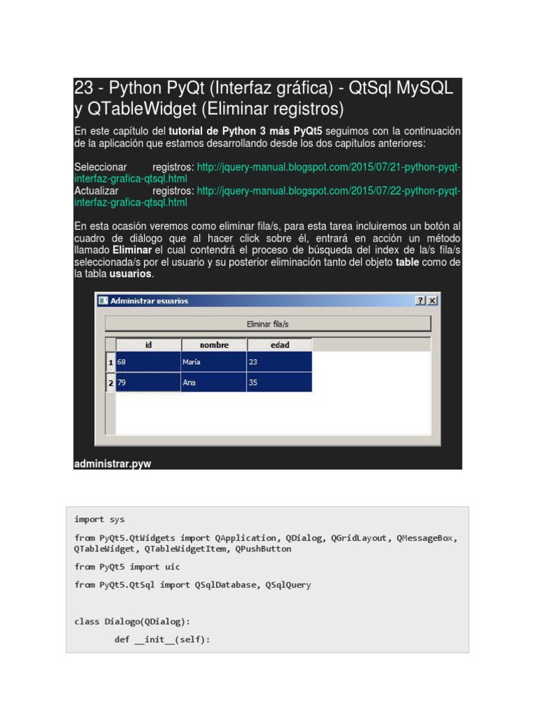 23 - Python PyQt (Interfaz Gráfica) - QTSQL MySQL y QTableWidget ... 23 - Python PyQt (Interfaz Gráfica) - QTSQL MySQL y QTableWidget ...