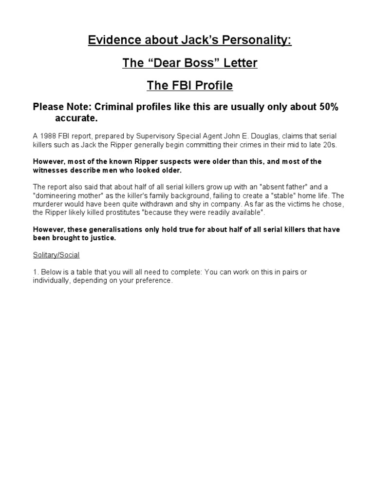 L6 The FBI Profile | PDF | Jack The Ripper | Serial Killer