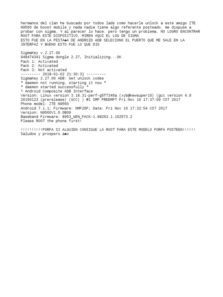 Unlock ZTE N9560: Necesito Root | PDF | Hardware de la computadora ...