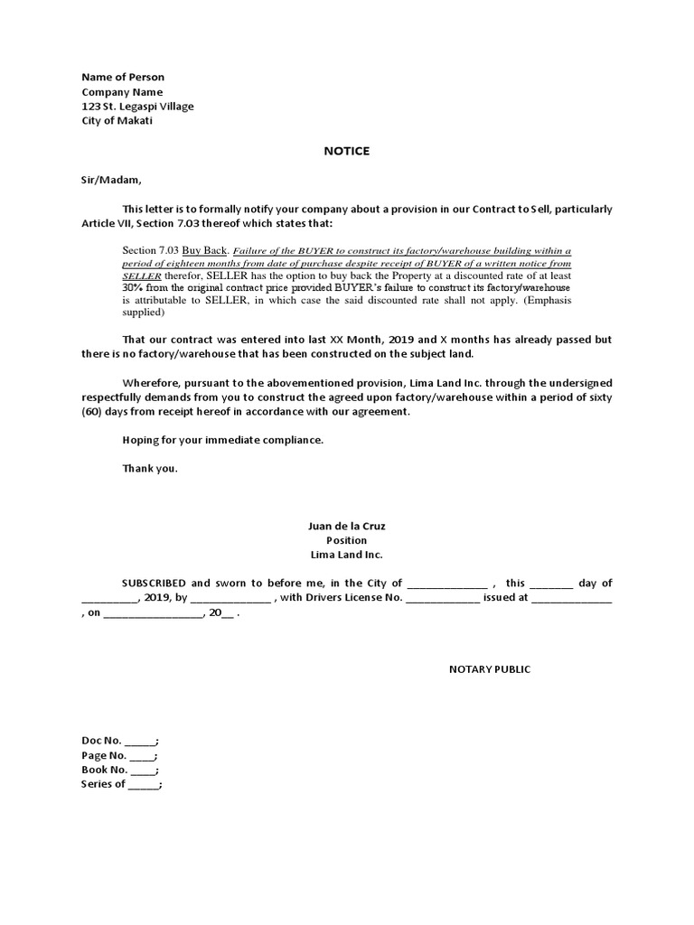 Notice: Name of Person | PDF