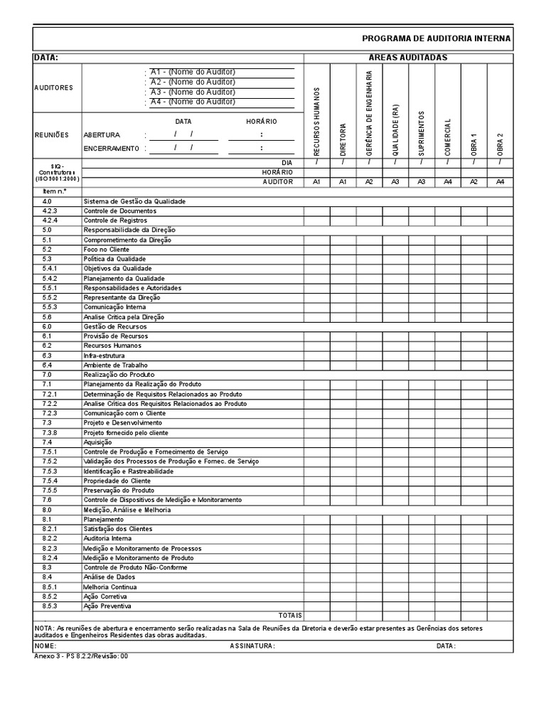 Programa de Auditoria Interna | Qualidade (Negócios) | Gestão de ...