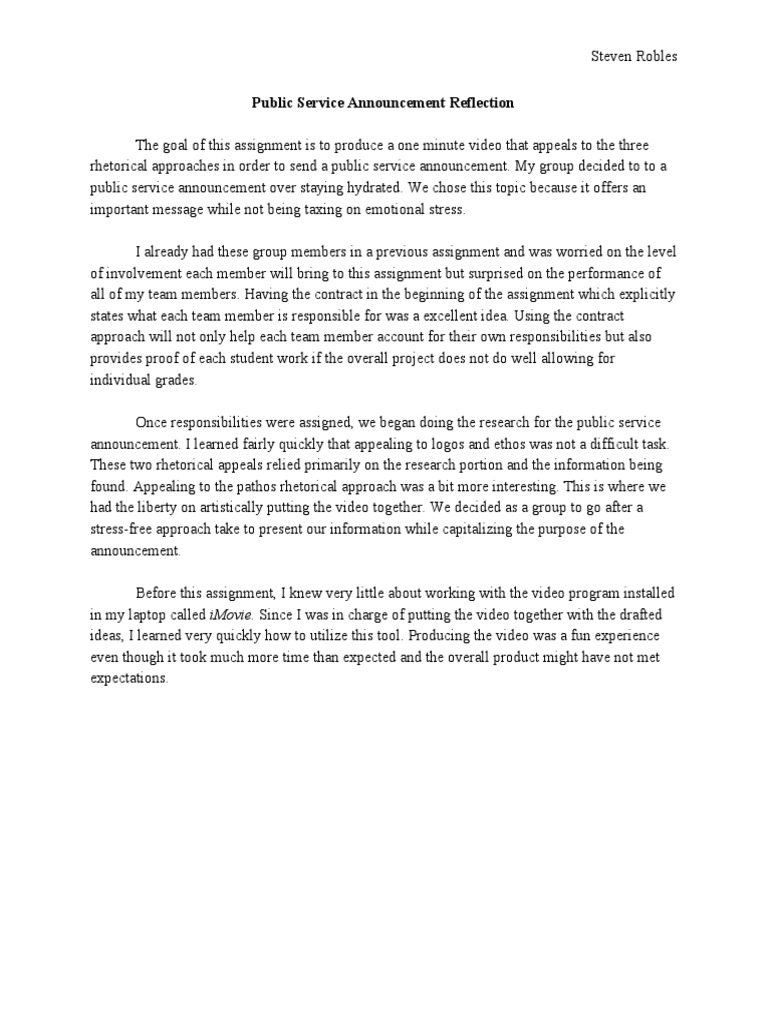 Psa Reflection | PDF | Business | Social Science