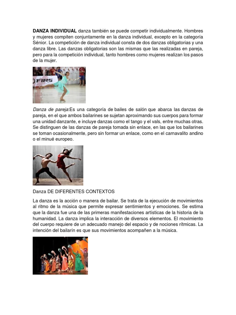 DANZA INDIVIDUAL Danza También Se Puede Competir Individualmente | PDF ...