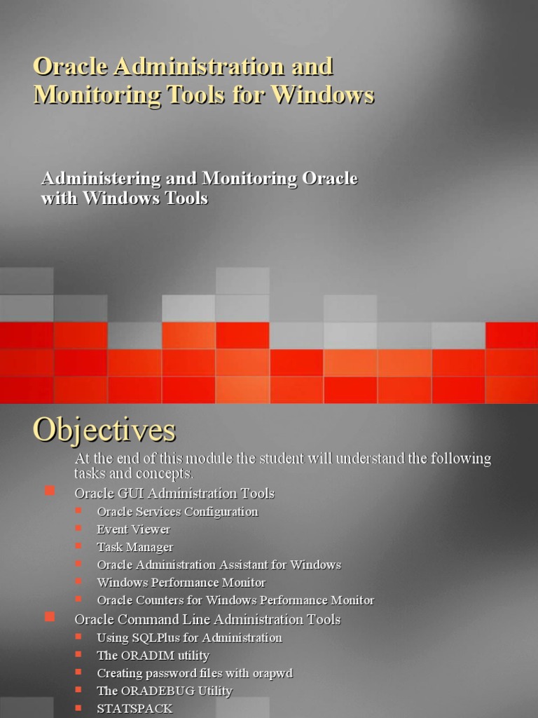 Oracle Administration and Monitoring Tools For Windows | PDF | Business