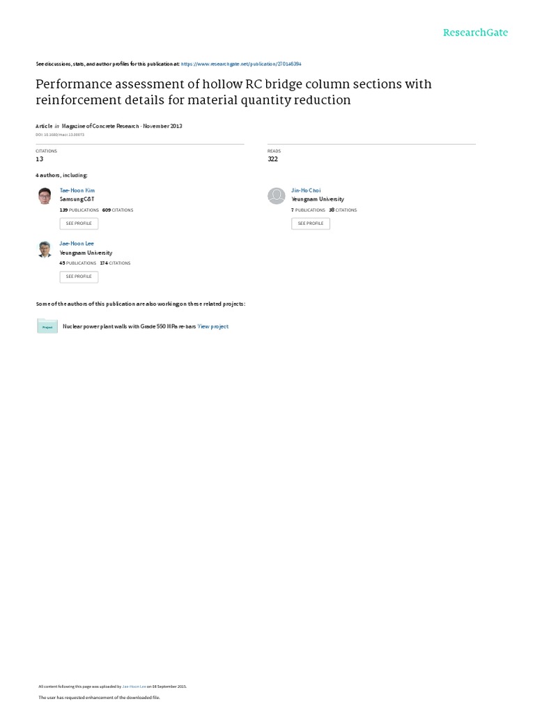 Performance Assessment of Hollow RC Bridge Column Sections With ...
