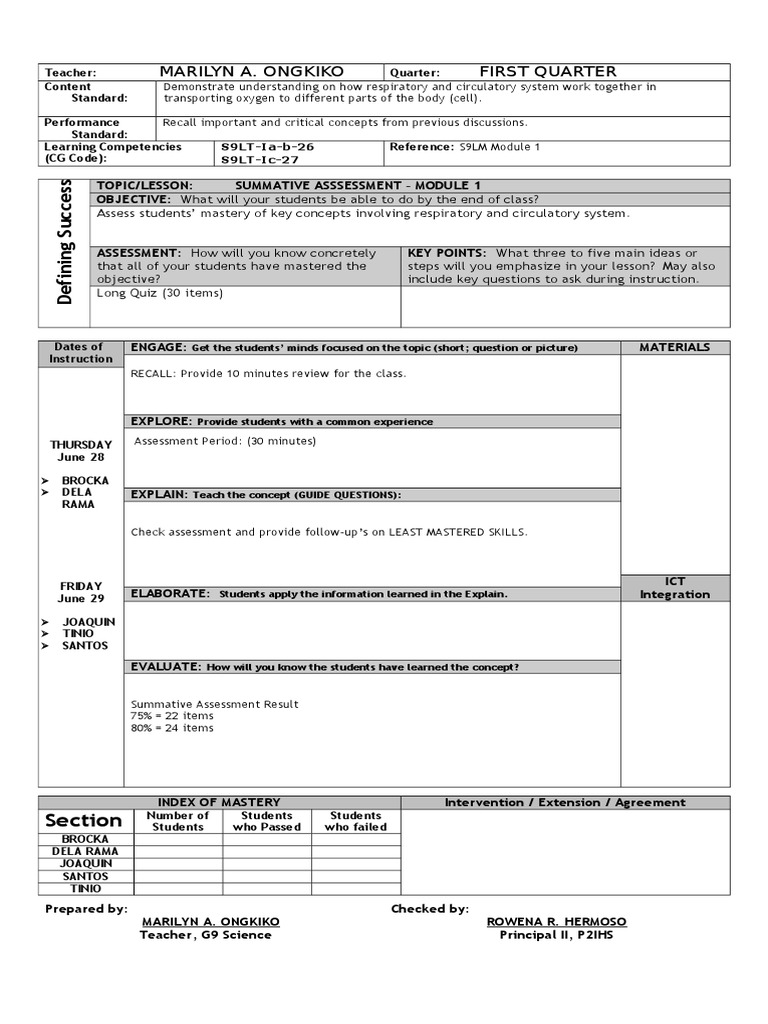 Grade 9 First Quarter Summative Assessment | Educational Assessment ...