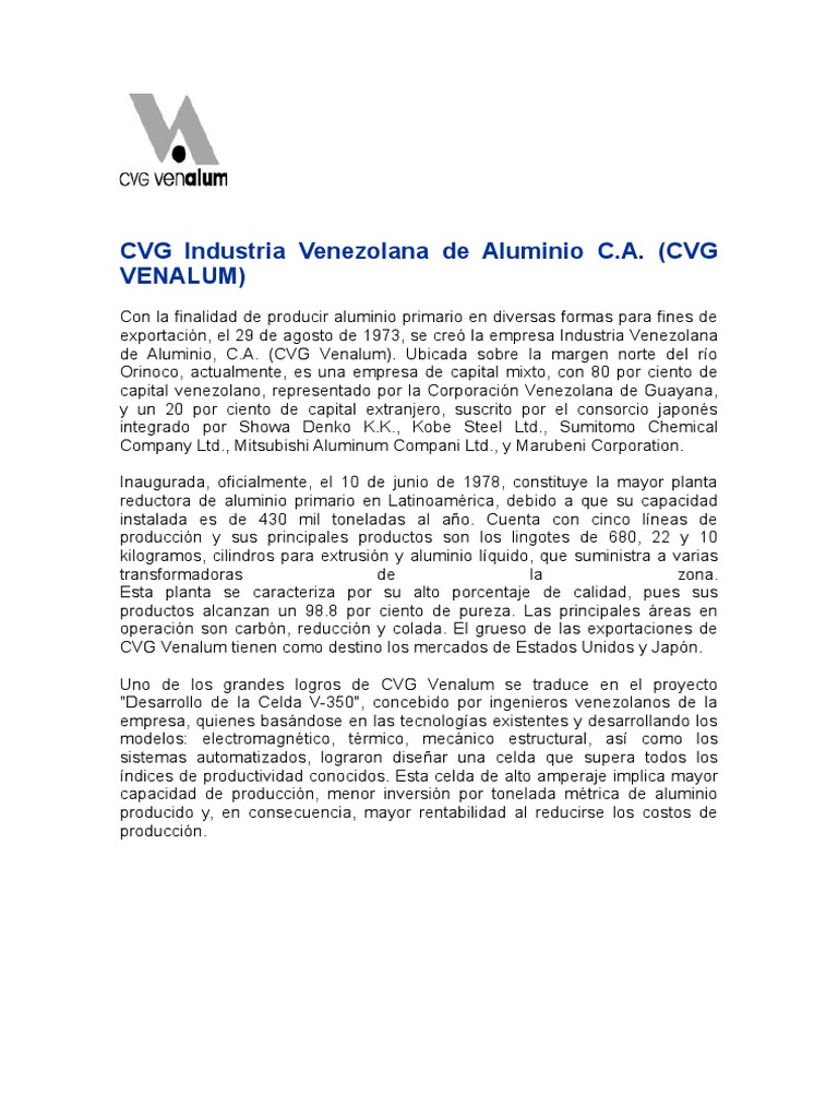 Orinoco Iron | PDF | Calidad (comercial) | Aluminio