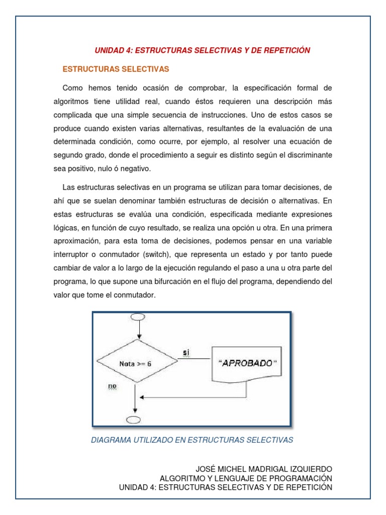 Estructuras Selectivas en Programación | PDF | Algoritmos | Lenguaje de ...