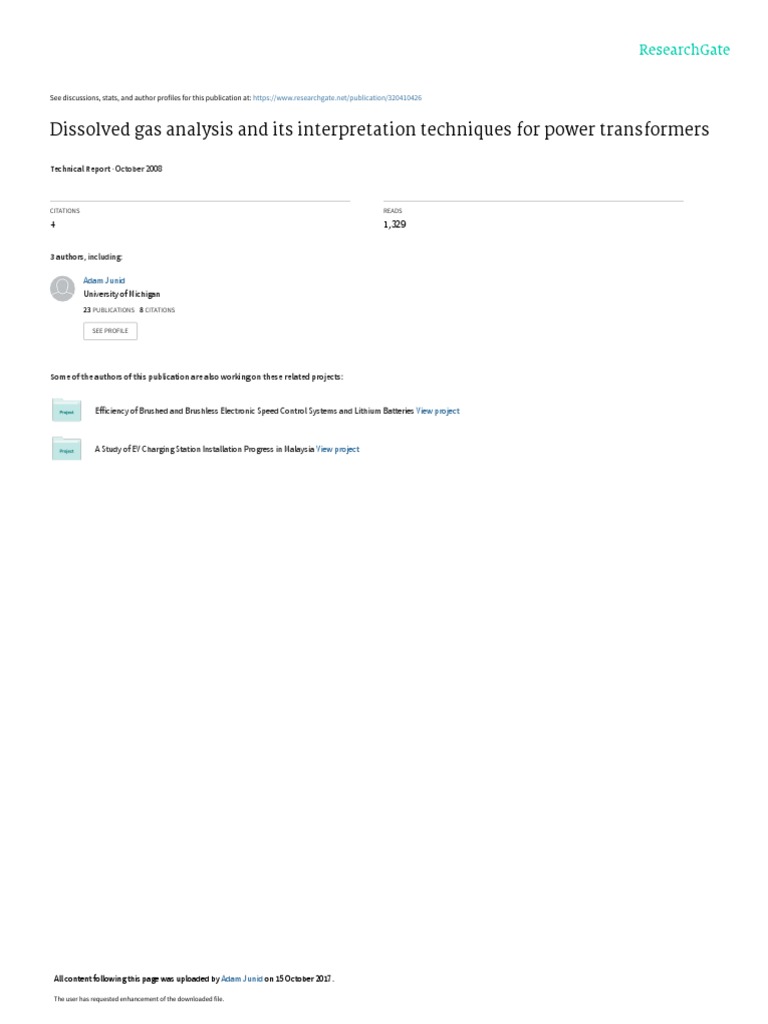 Projectreport-Dissolved Gas Analysis and Its Interpretation Techniques ...