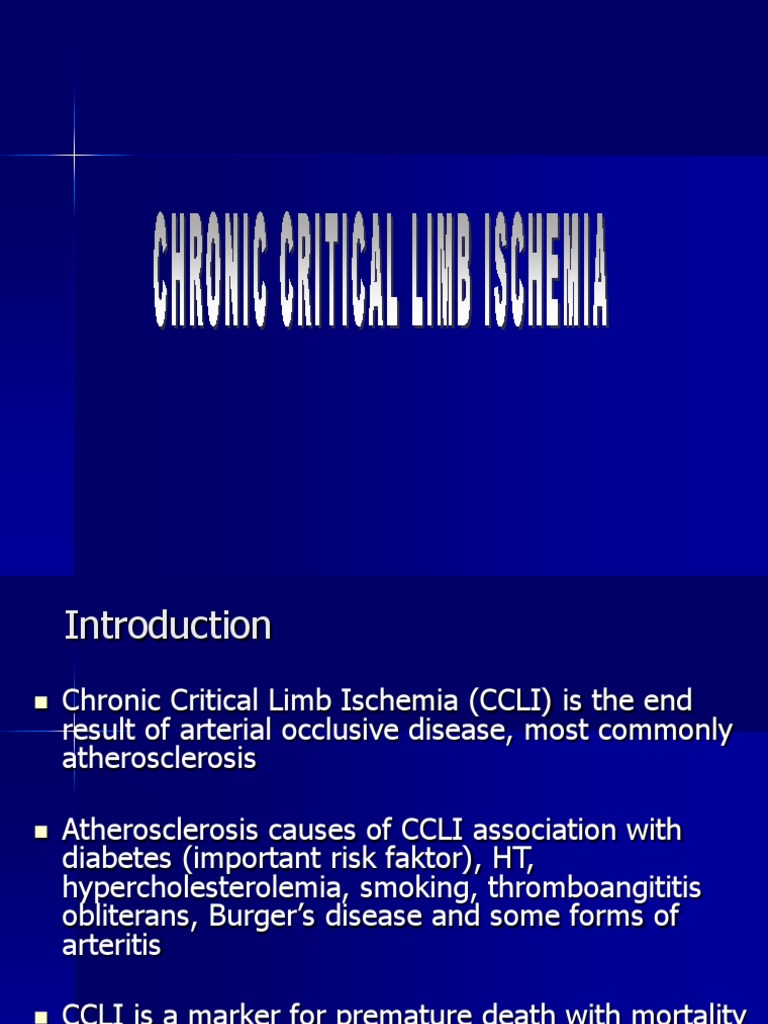 Chronic Critical Limb Ischemia Overview | PDF | Ischemia | Atherosclerosis