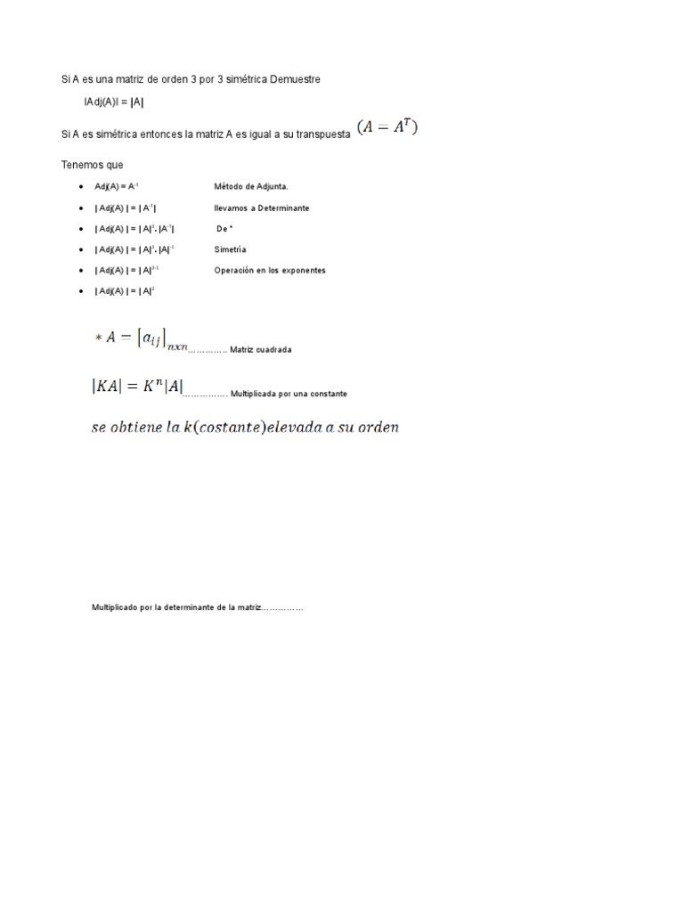 MATRICES-demostracion de Una Matriz Simetrica | PDF | Determinante ...
