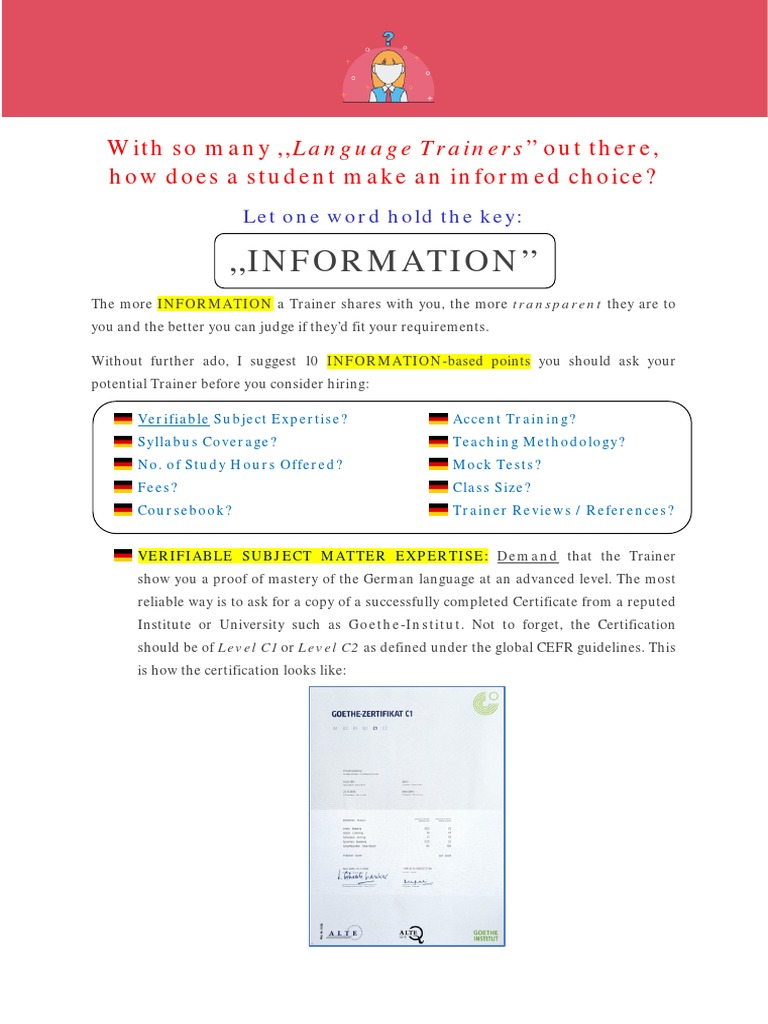 10 Criteria To Choose A Language Trainer | PDF | Homework | Test ...