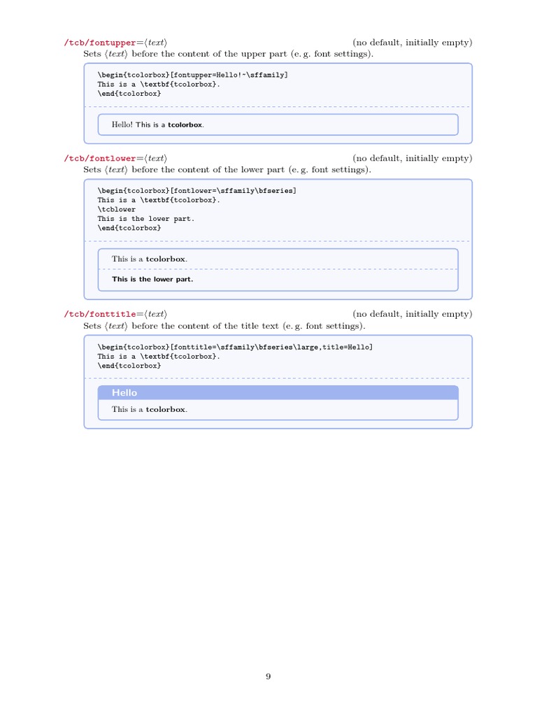 Set Font Styles for Parts of tcolorbox | PDF