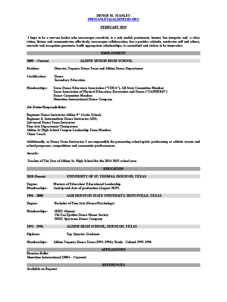 Denise Vangils Resume | PDF | Teachers | Leadership