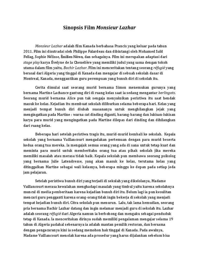 Sinopsis Film Monsieur Lazhar | PDF