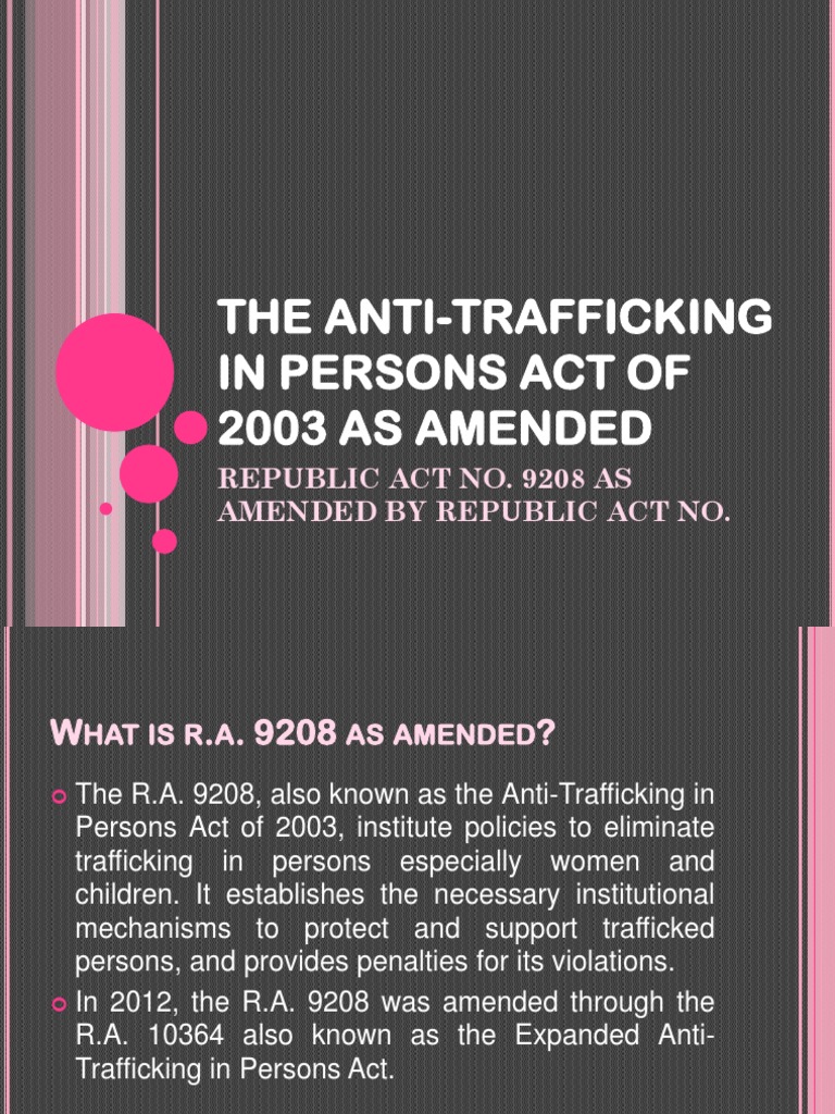 Overview of the Anti-Trafficking Act | PDF | Human Trafficking | Sexual ...
