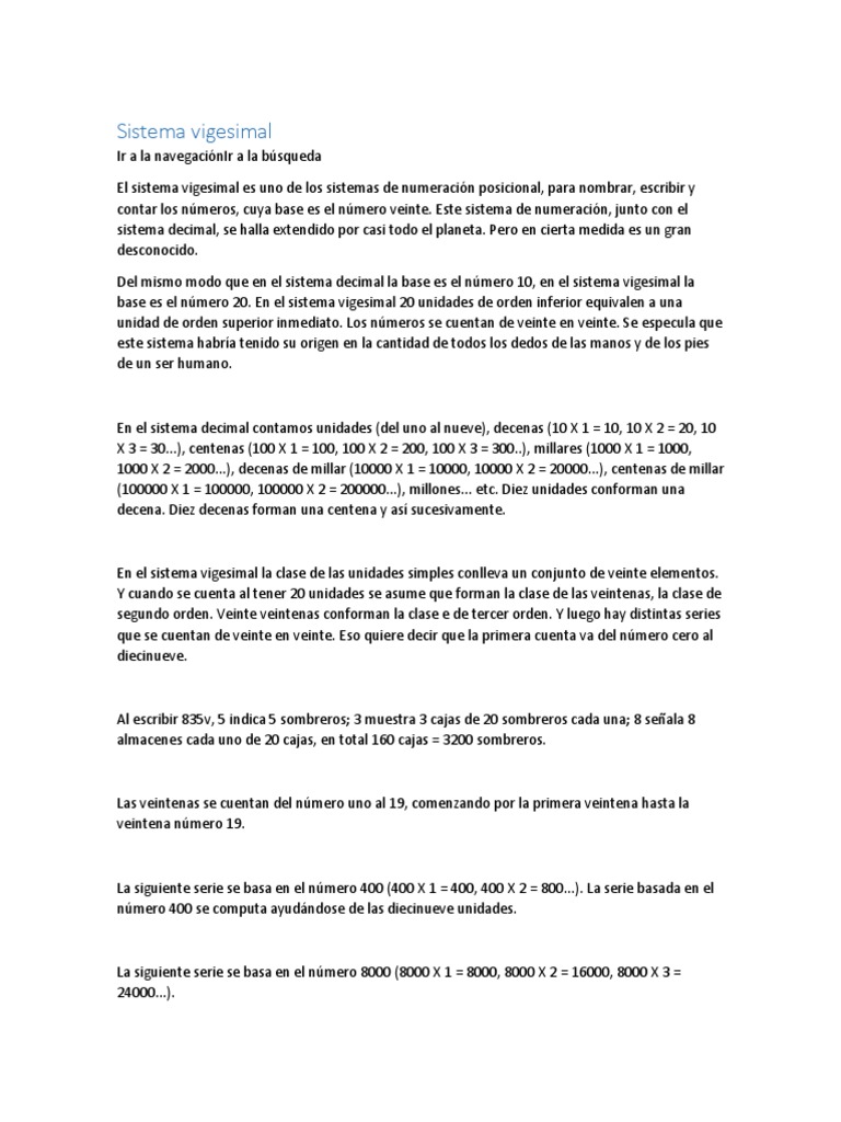 Sistema Vigesimal | PDF