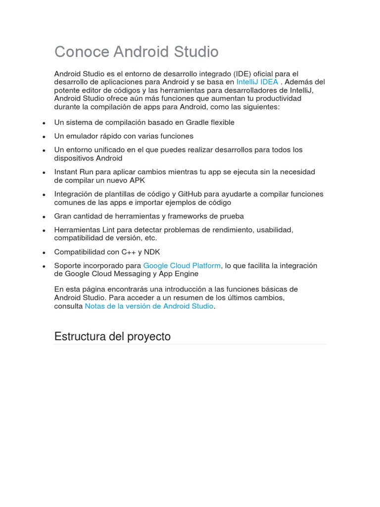Conoce Android Studio | PDF | Android (sistema operativo) | Ventana ...