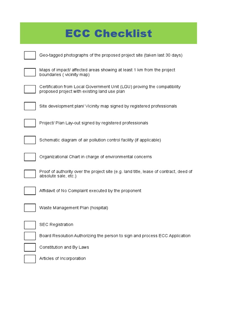 ECC Checklist | PDF