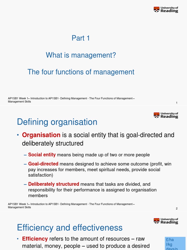 What Is Management? The Four Functions of Management | PDF | Goal ...