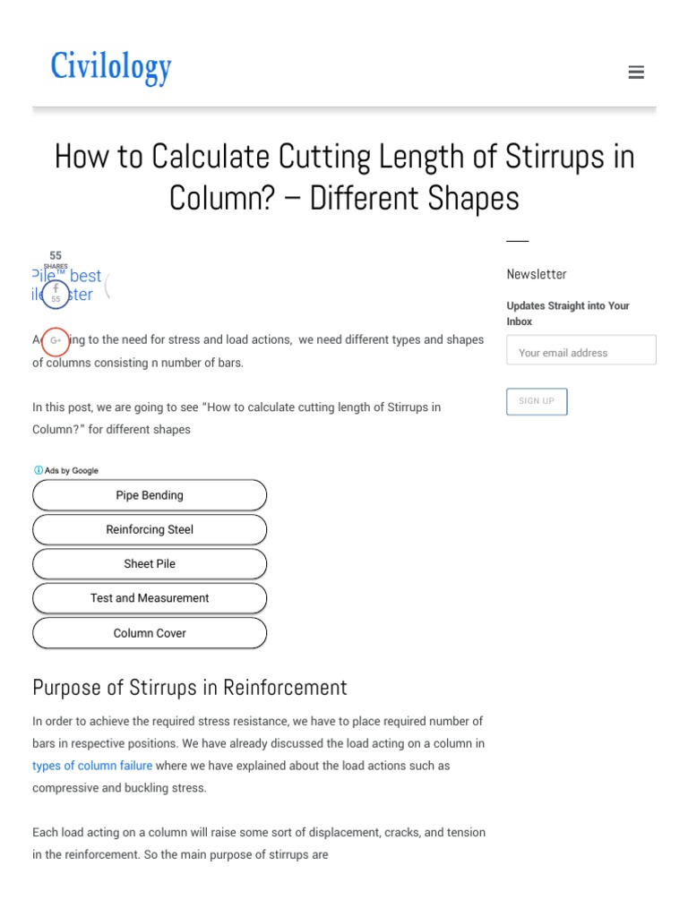 How To Calculate Cutting Length of Stirrups in Column - Different ...