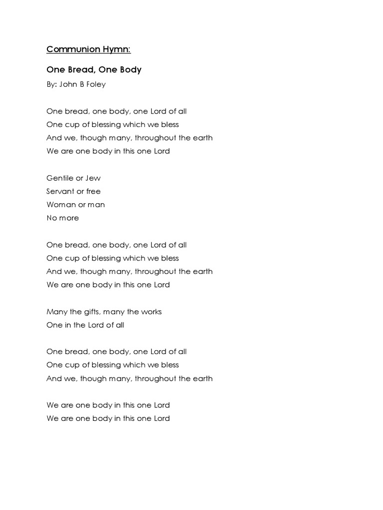 Communion Hymn - One Bread One Body | PDF