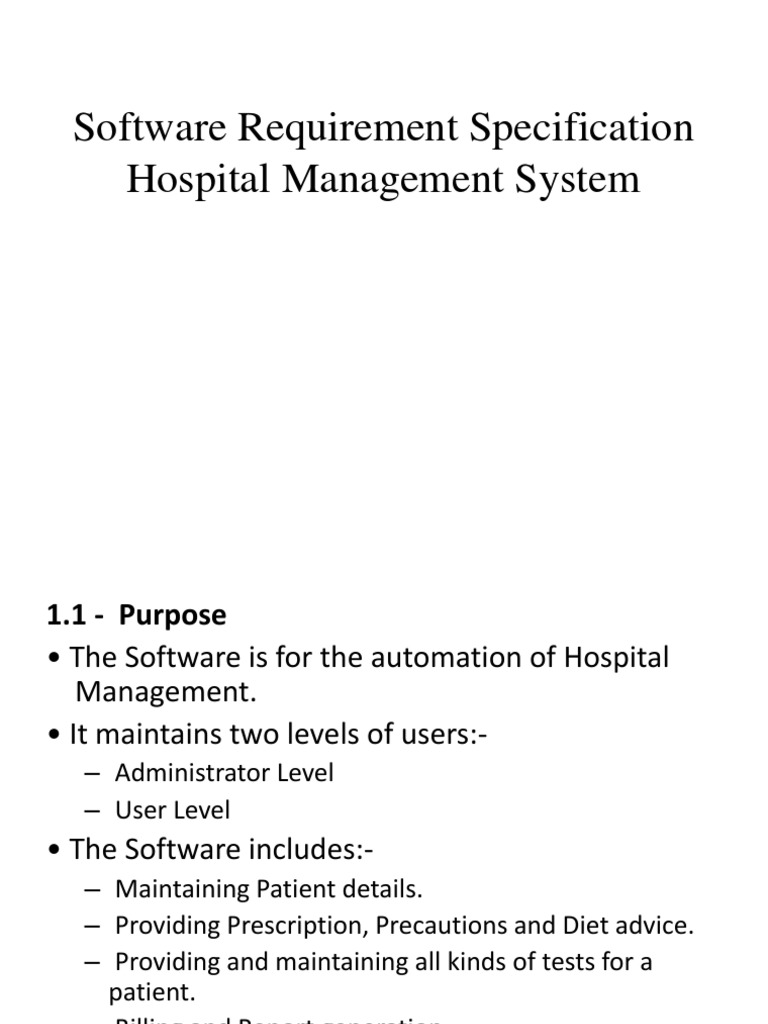 Software Requirement Specification Hospital Management System | PDF | Feasibility Study ...